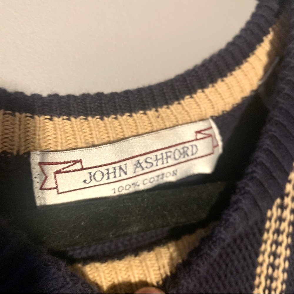 90’s Vintage John Ashford Navy Yellow Dad Sweater - Gem